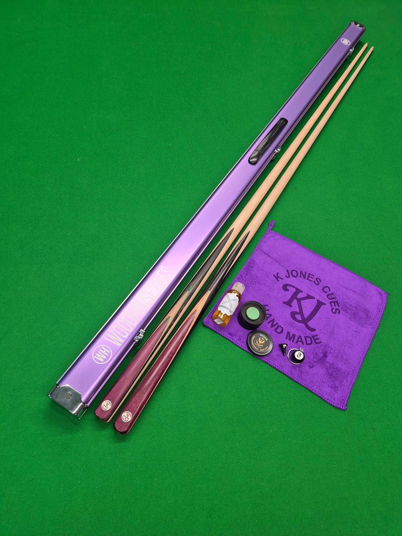 New KJ Ultra Purple Heart Pool & Break Cue Set with Case and Accessori ...