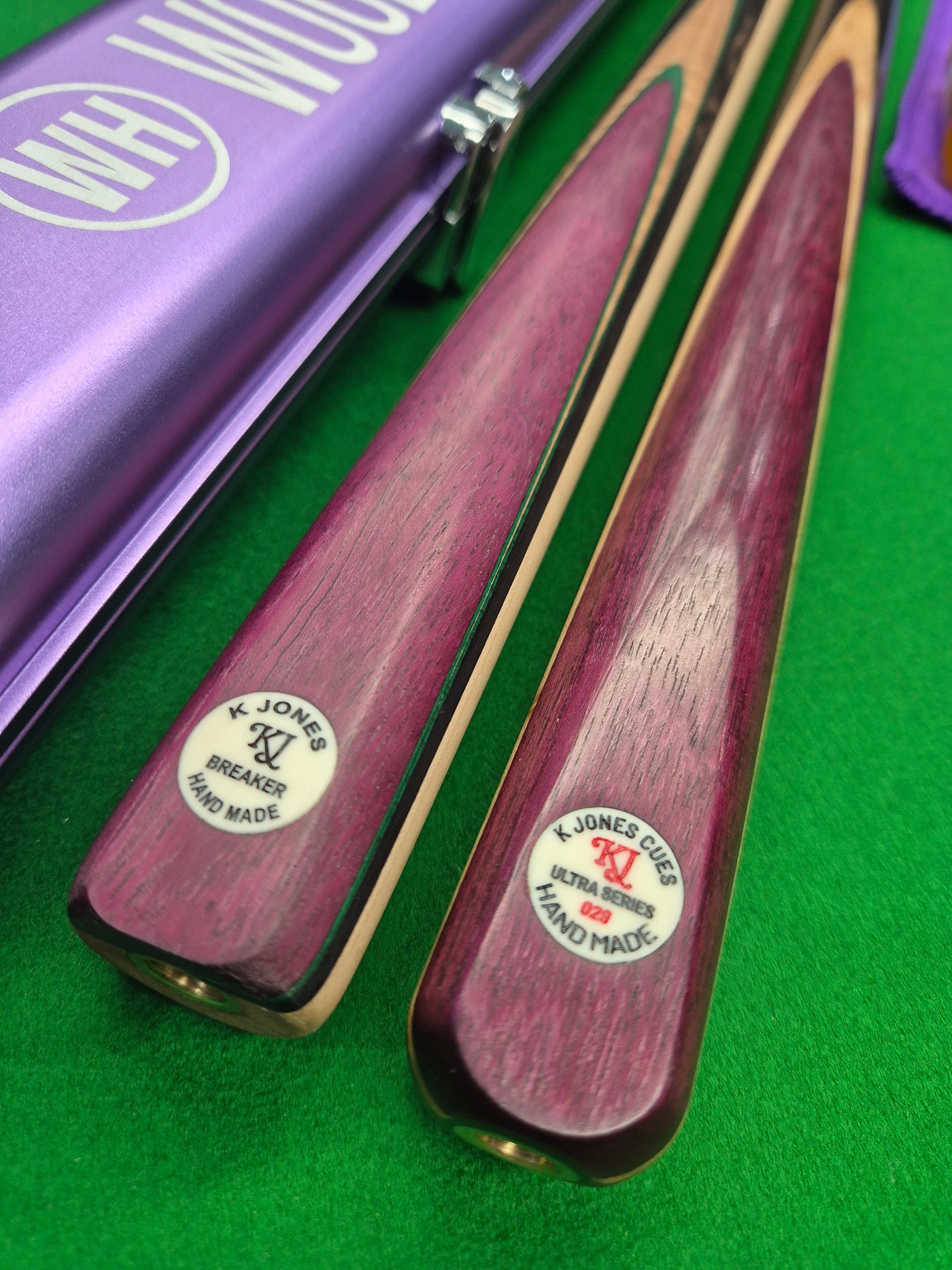 New KJ Ultra Purple Heart Pool & Break Cue Set with Case and Accessori ...